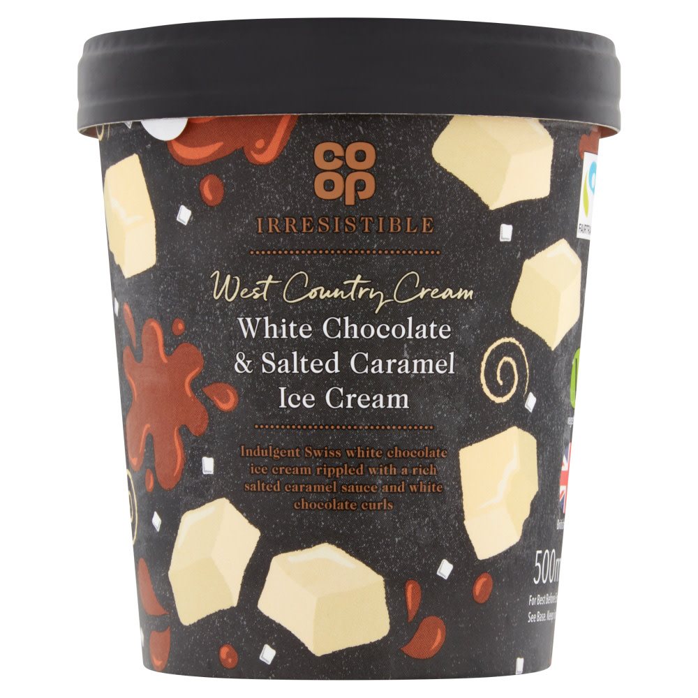 Co-op Irresistible White Chocolate & Salted Caramel Ice Cream 500ml - Co-op