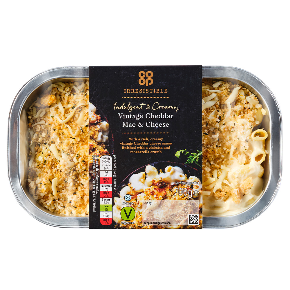 Co-op Irresistible Indulgent & Creamy Vintage Cheddar Mac & Cheese 700g ...