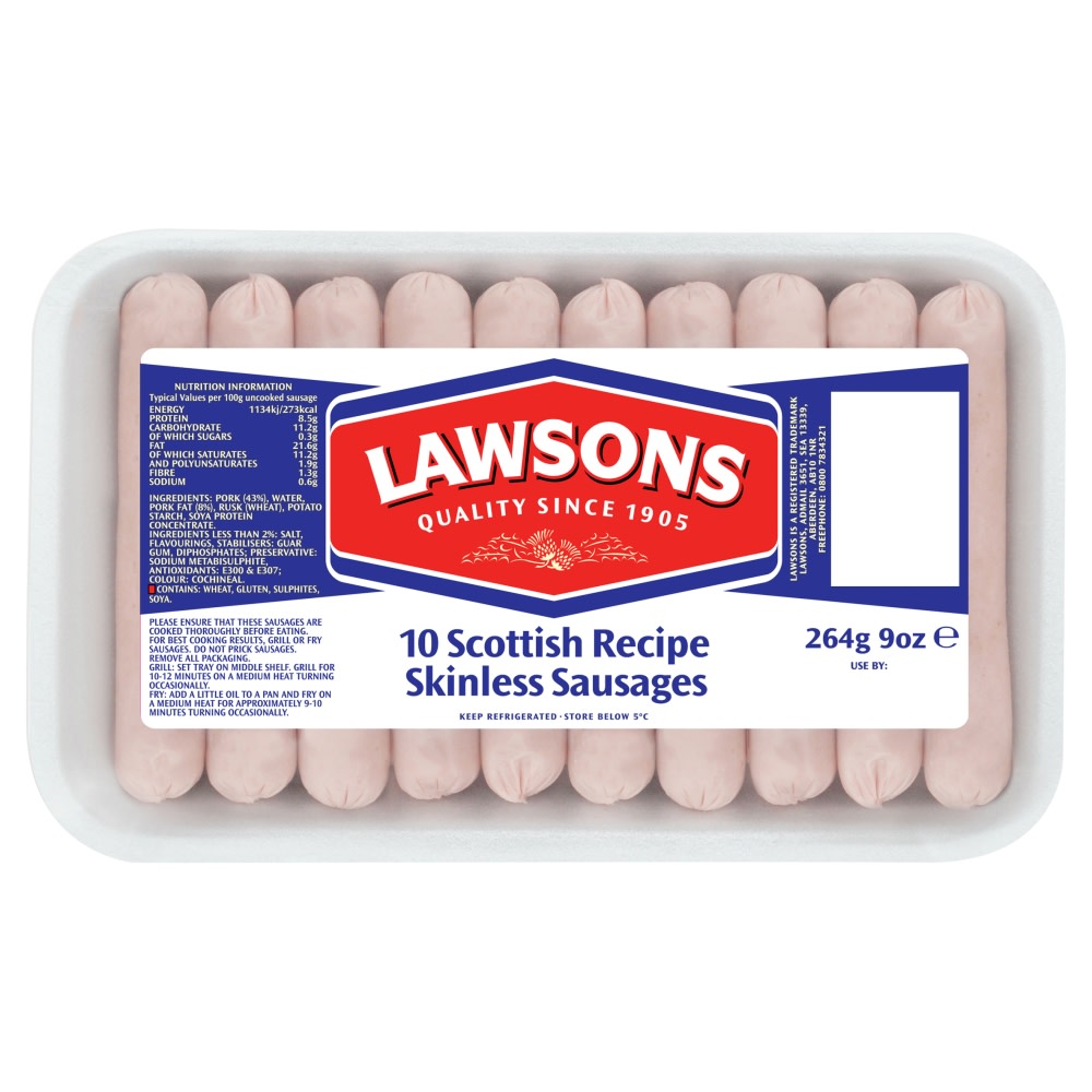 Lawsons 10 Scottish Recipe Thin Skinless 264g - Co-op