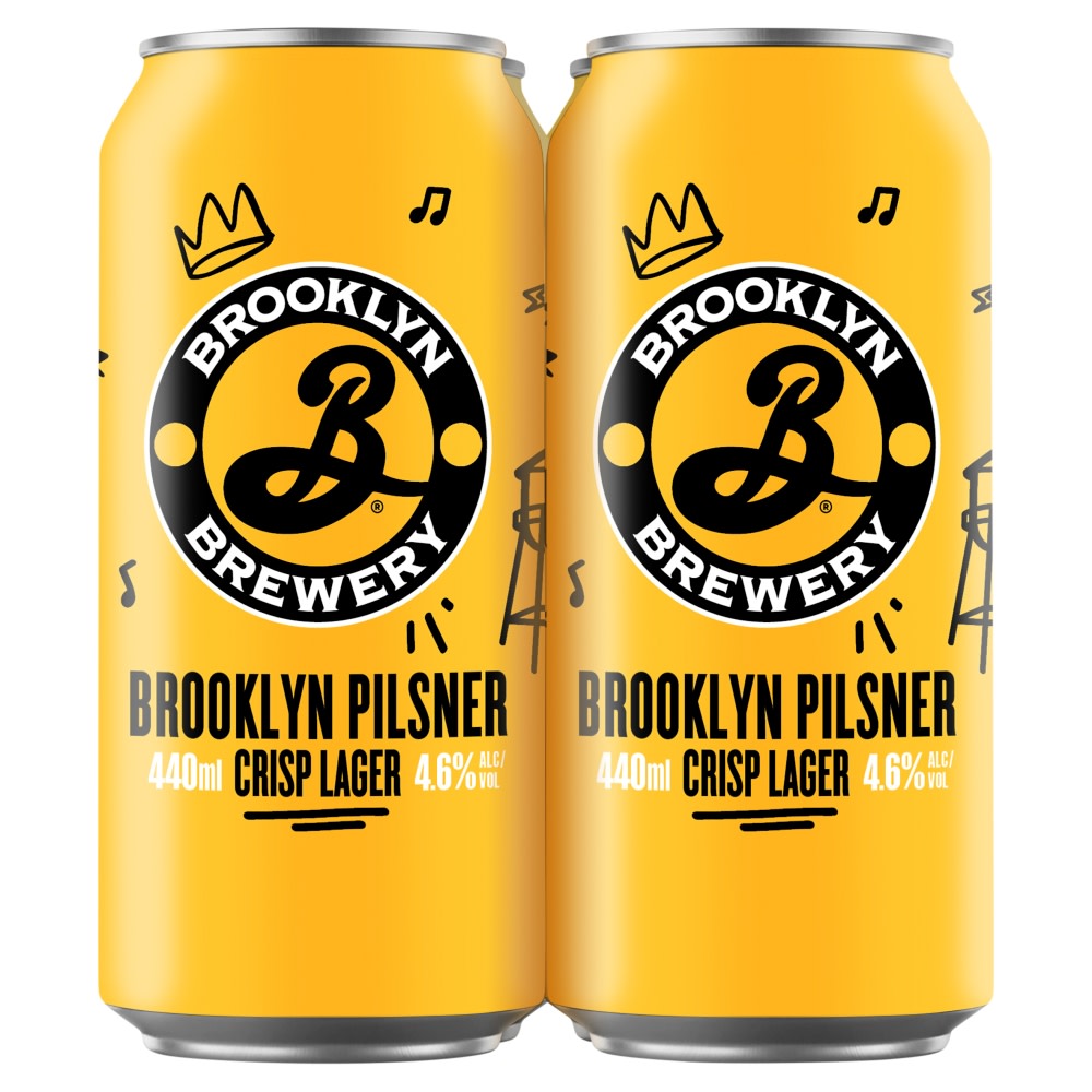 Brooklyn Pilsner Lager Beer Can 4 x 440ml - Co-op