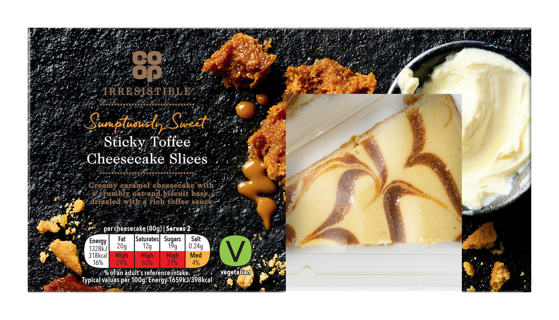 Co-op Irresistible Sticky Toffee Cheesecake 2 x 80g - Co-op