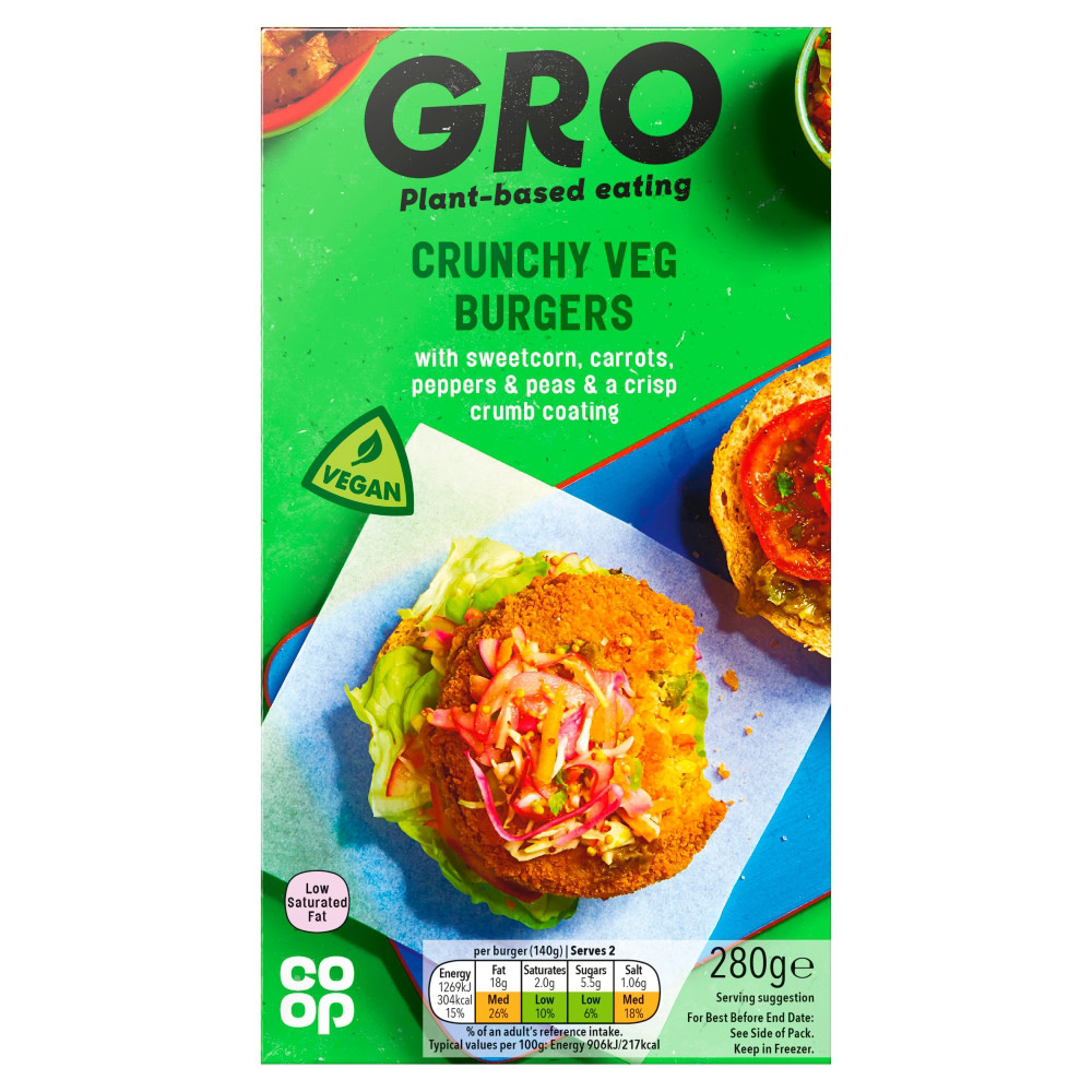GRO Crunchy Veg Burgers 280g - Co-op