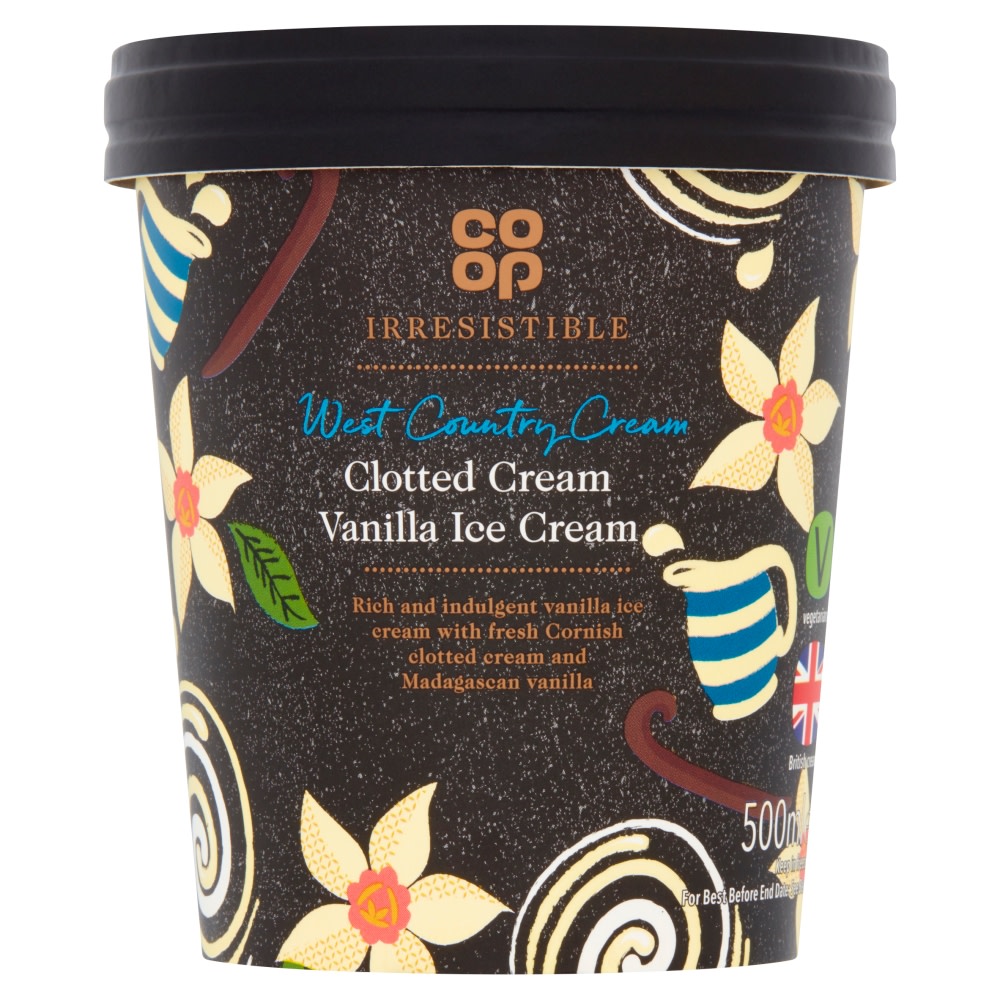 Co-op Irresistible West Country Cream Clotted Cream Vanilla Ice Cream ...