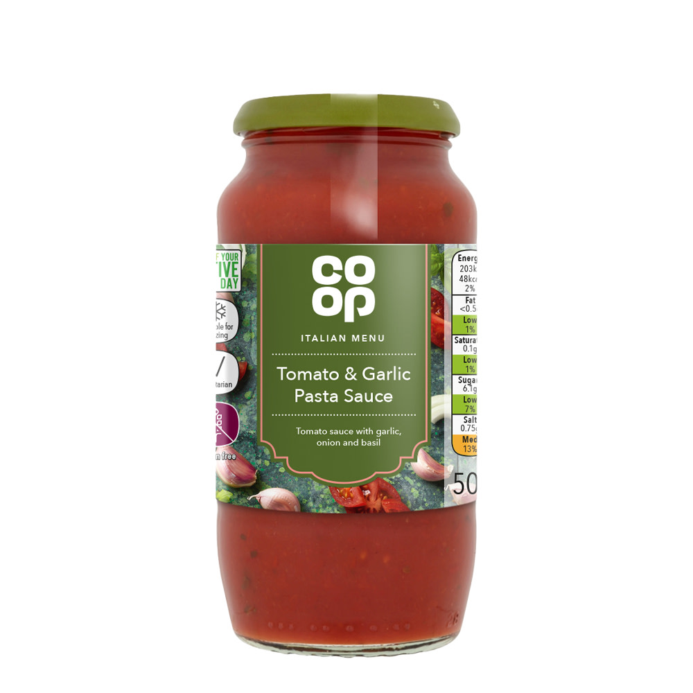 Co-op Tomato and Garlic Pasta Sauce 500g - Co-op