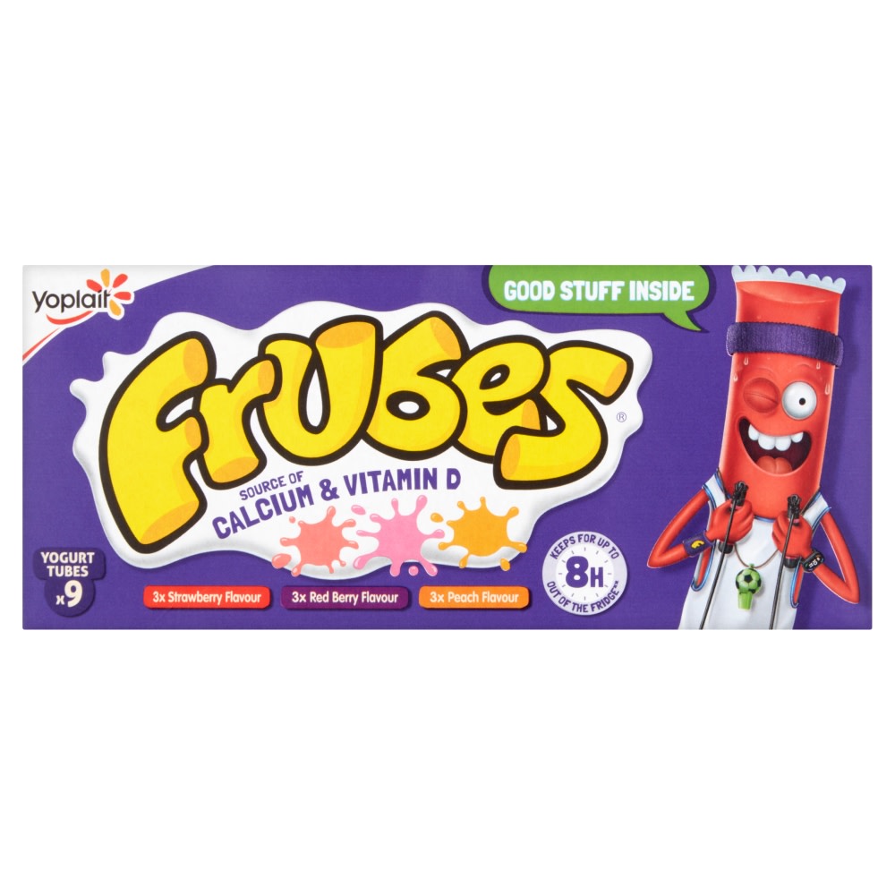 Yoplait Frubes Strawberry, Red Berry and Peach Flavour Yogurt Tubes ...