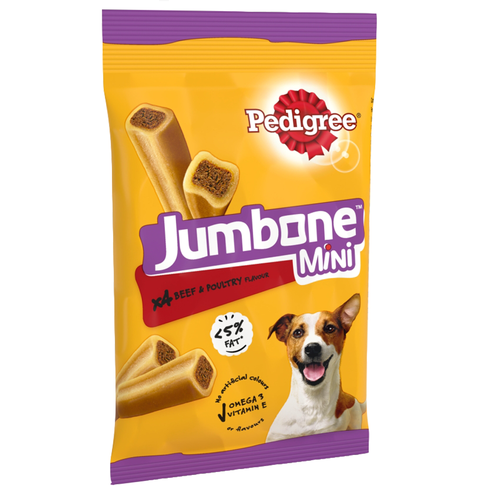 Pedigree Jumbone Mini Adult Small Dog Treats Beef & Poultry 4 Chews 160g - Co-op