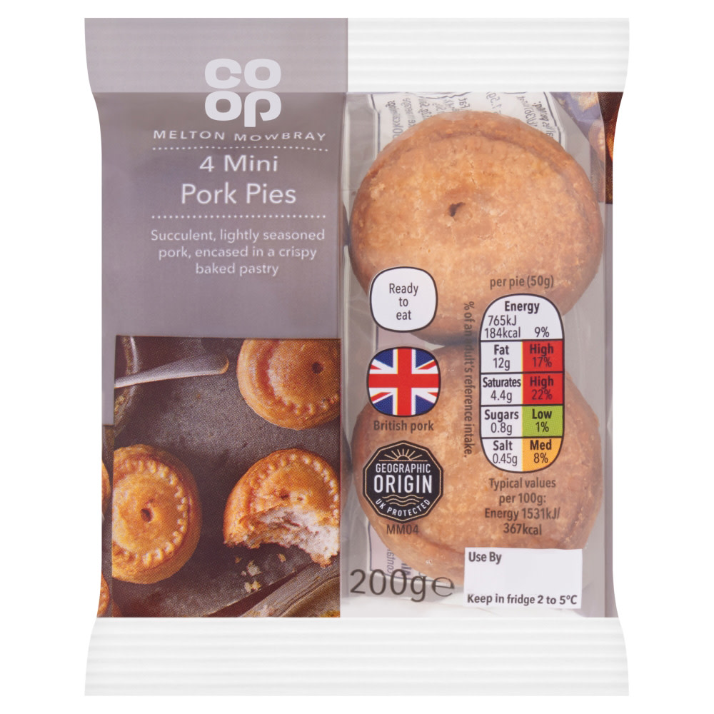 Co-Op 4 Mini Melton Mowbray Pork Pies 200g - Co-op