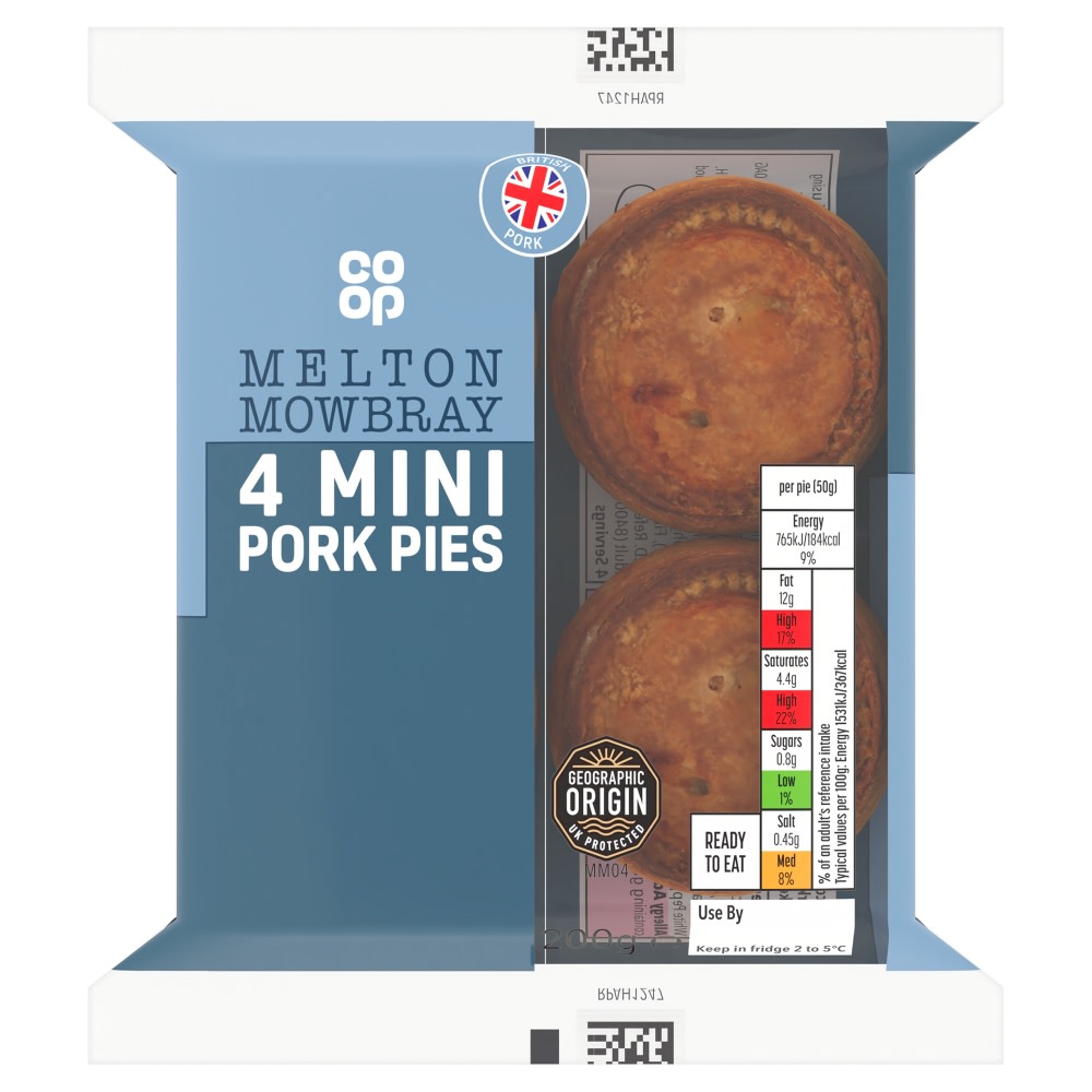 Co-Op 4 Mini Melton Mowbray Pork Pies 200g - Co-op