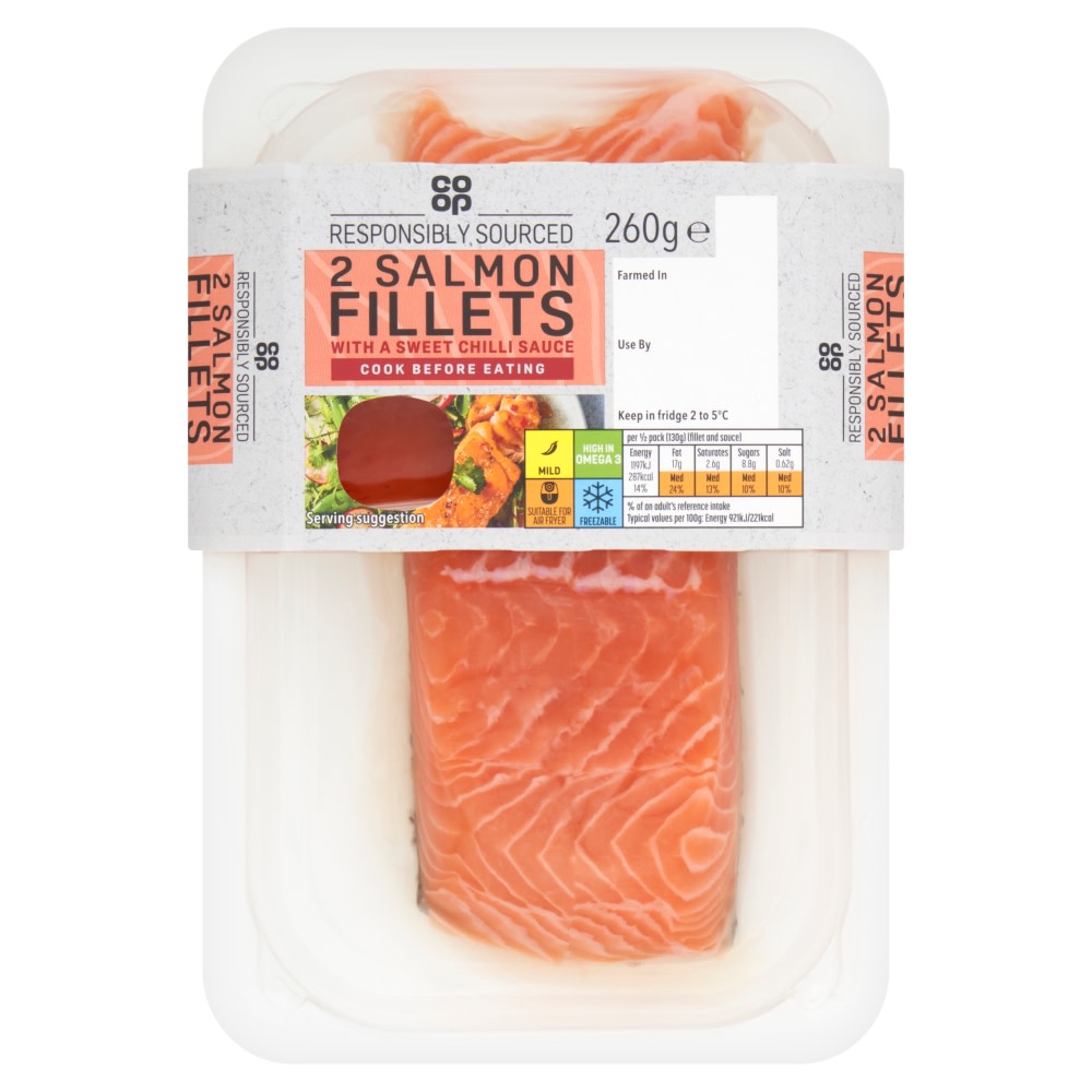 Co-op Raw Salmon Fillets with Sweet Chilli Sauce 260g - Co-op