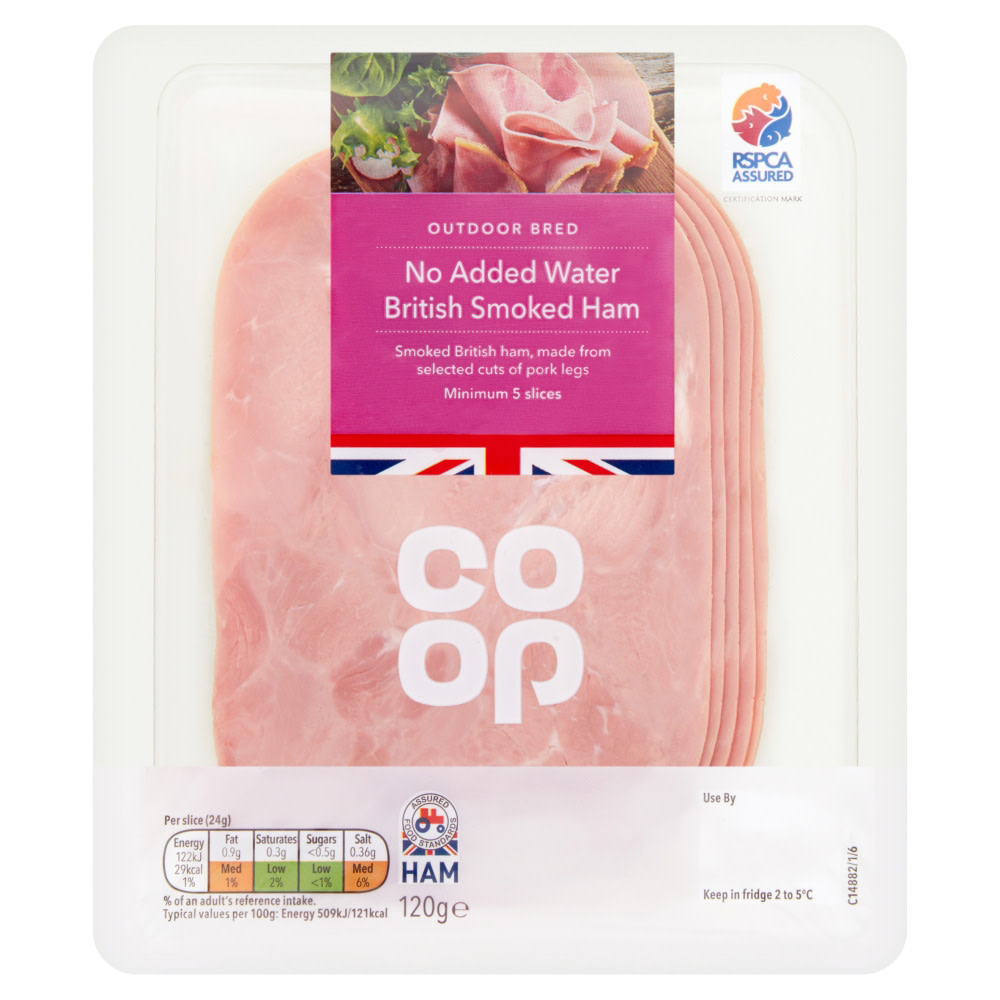 Co-op British Outdoor Bred No Added Water Smoked Ham 120g - Co-op