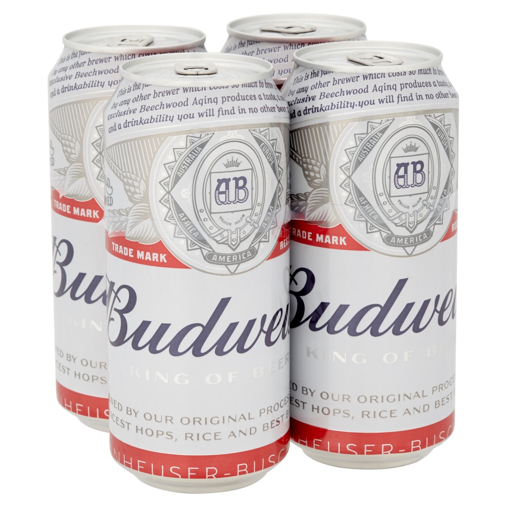 Budweiser Cans 4x440ml - Co-op