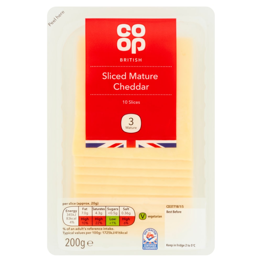Co-op 10 British Sliced Mature Cheddar 200g - Co-op