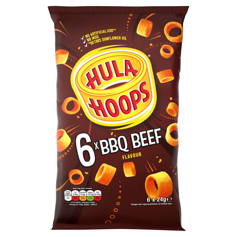 Hula Hoops BBQ Beef 6 Pack 6x24g - Co-op