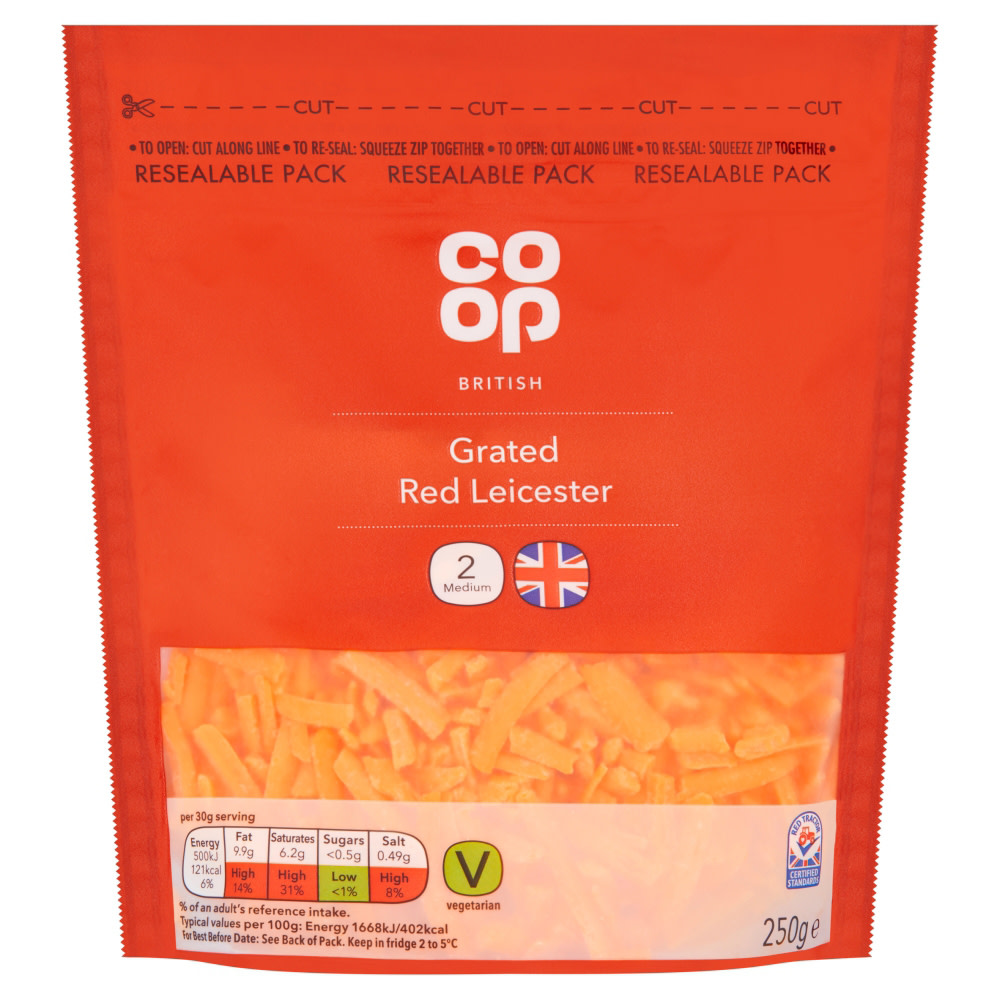 Co-op British Grated Red Leicester 250g - Co-op