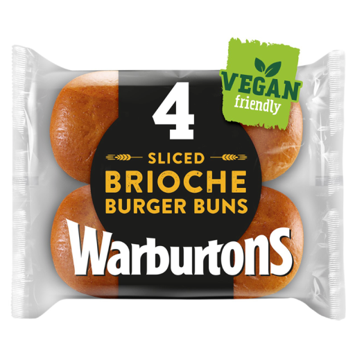 Warburtons 4 Sliced Brioche Burger Buns - Co-op
