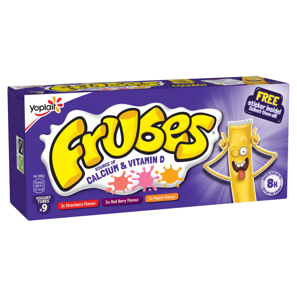 Yoplait Frubes Strawberry, Red Berry and Peach Flavour Yogurt Tubes ...