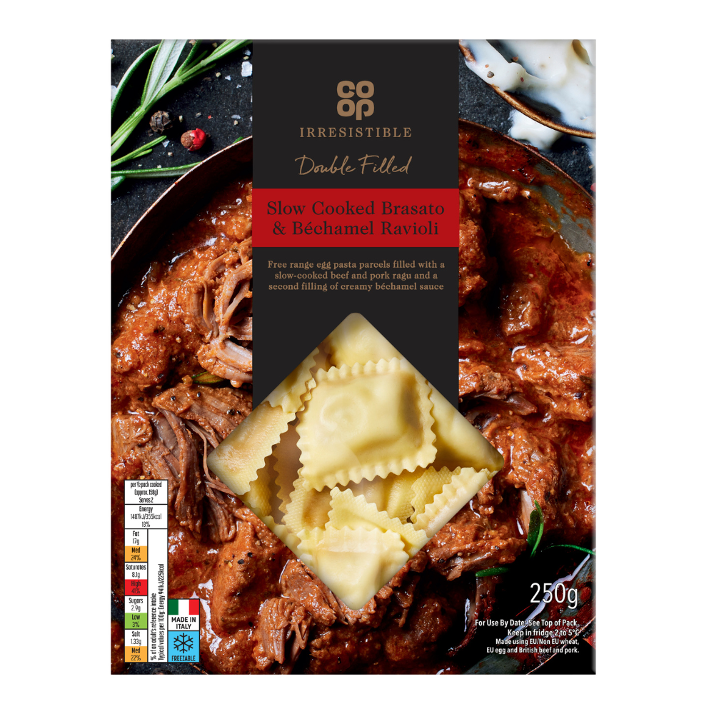 Co-op Irresistible Slow Cooked Beef & Bechamel Ravioli 250g - Co-op