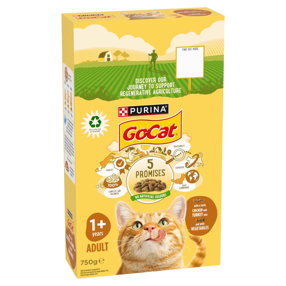 Go-Cat Turkey, Chicken & Veg Dry Cat Food 750g - Co-op