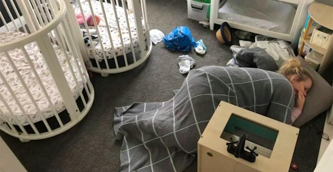 Dad Finds Wife Taking a Nap on the Floor