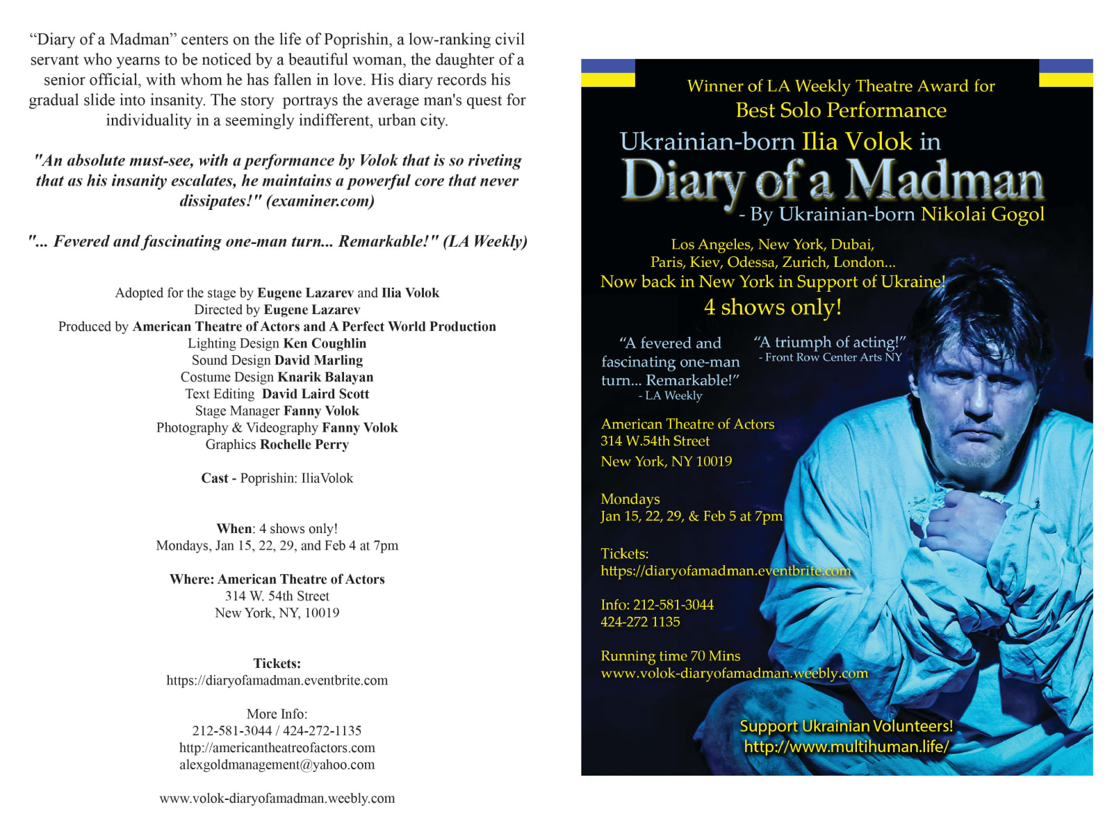 Diary of a Madman- An absolute must-see! Fevered and fascinating solo ...