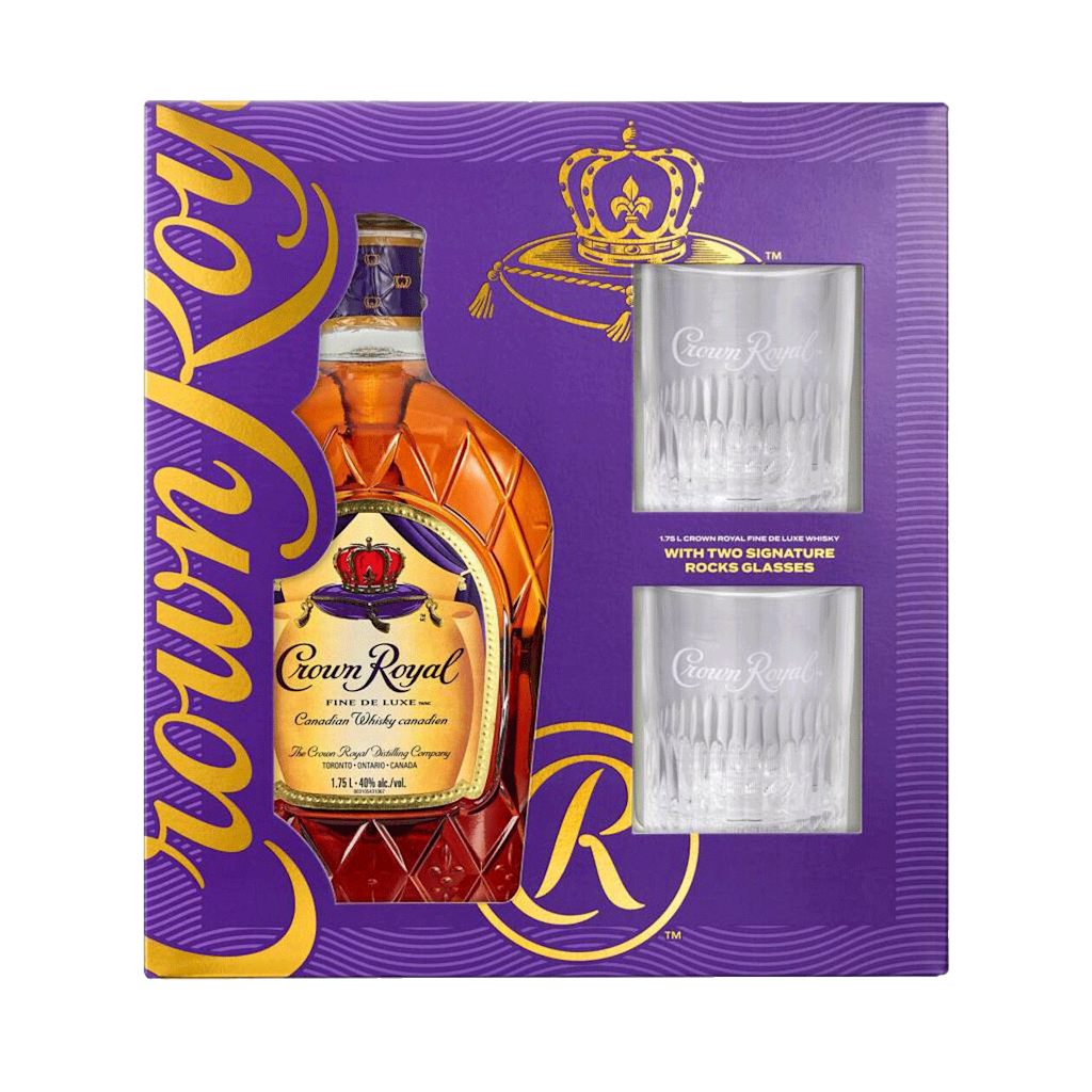 Crown Royal Fine De Luxe Holiday Gift Set with Rocks Glasses | The Bar