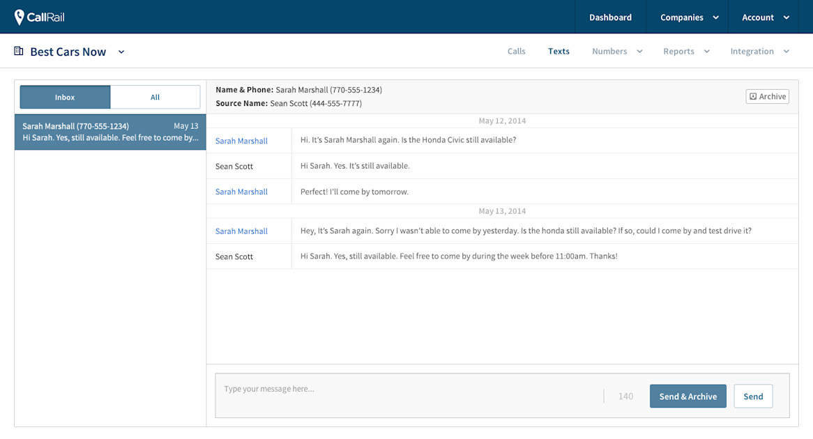 Texting for Your CallRail Tracking Numbers | CallRail