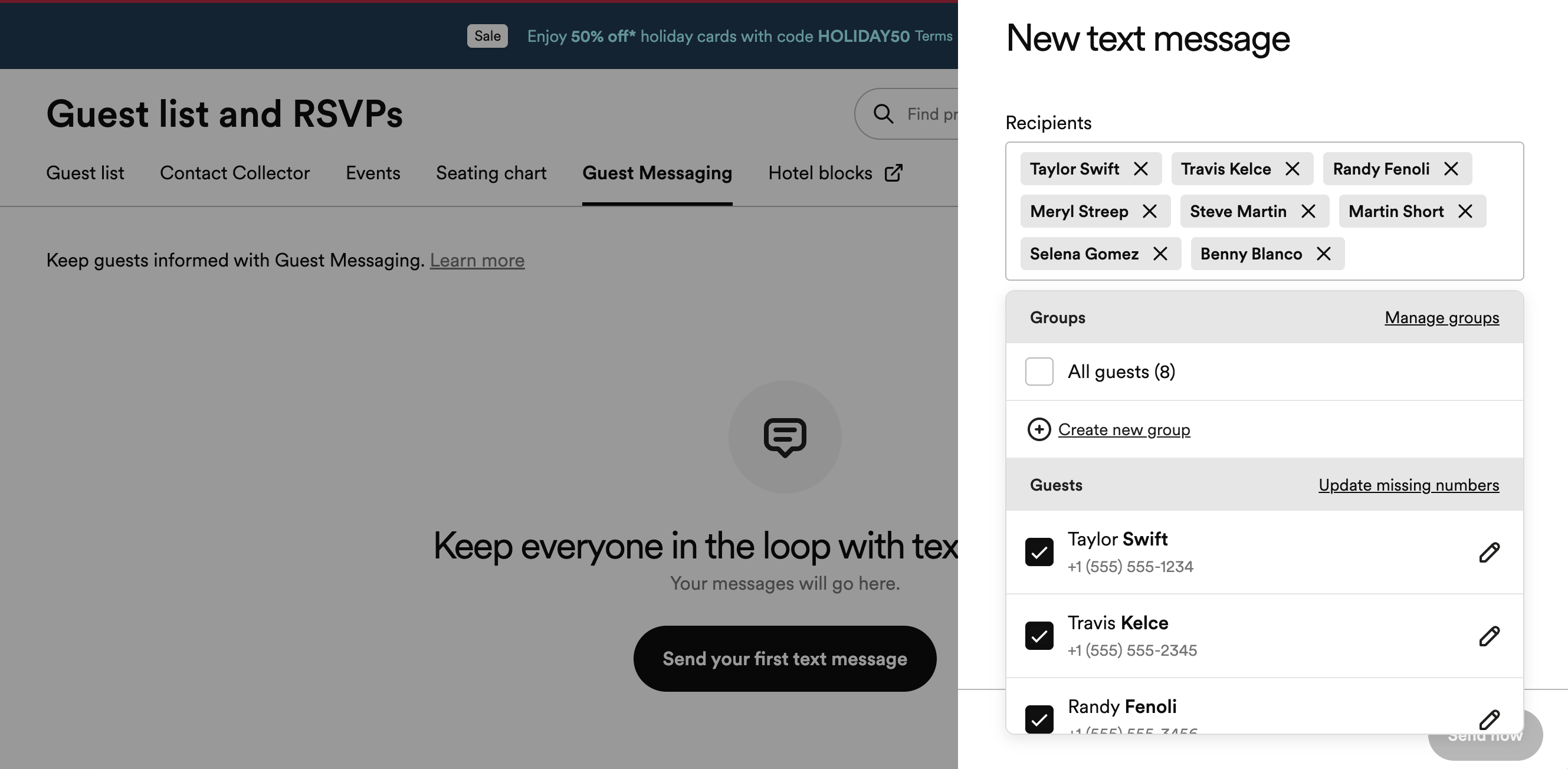 How does Zola's Premium Guest Messaging feature work? | Zola