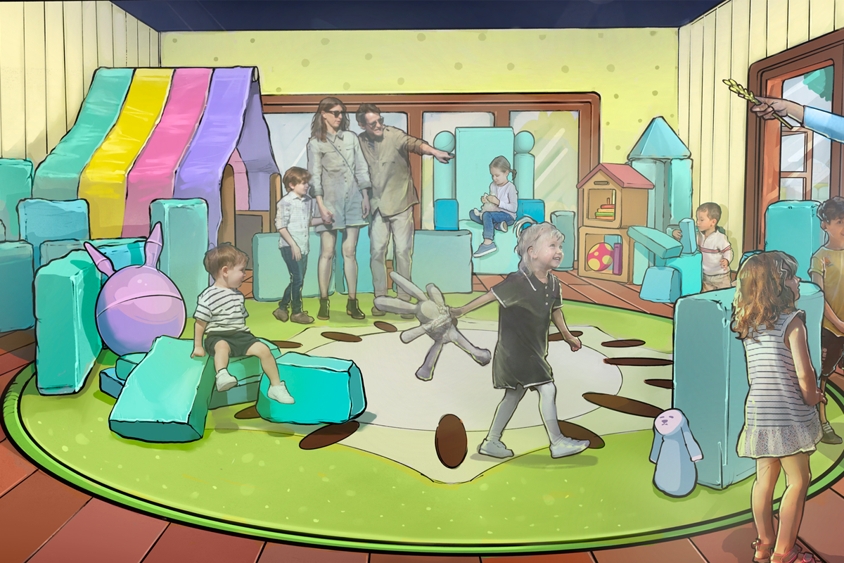 Kids Playing Inside Cartoon