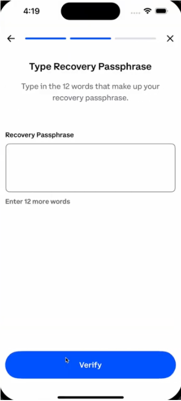 Verify your Prime Onchain Wallet Recovery Passphrase | Coinbase Help