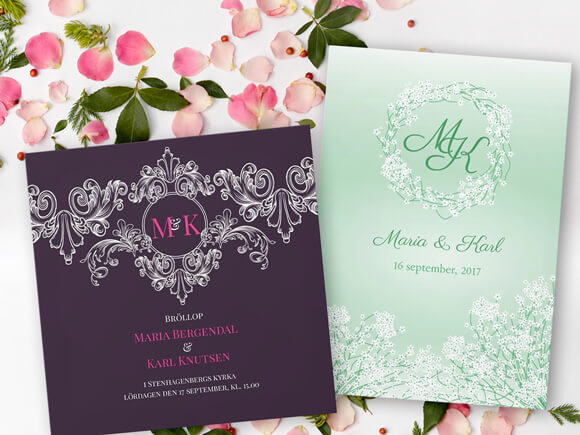 Inbjudningskort till bröllop - Skapa personliga kort från våra mallar ...
