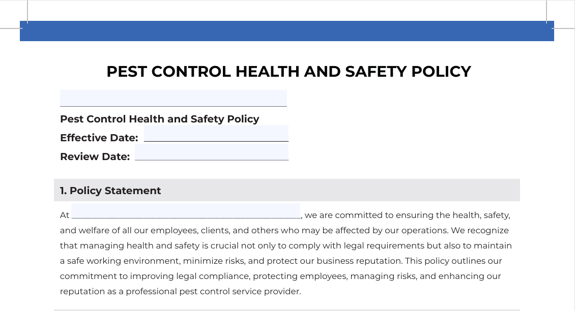 Free Pest Control Health & Safety Policy Template (+PDF Download ...