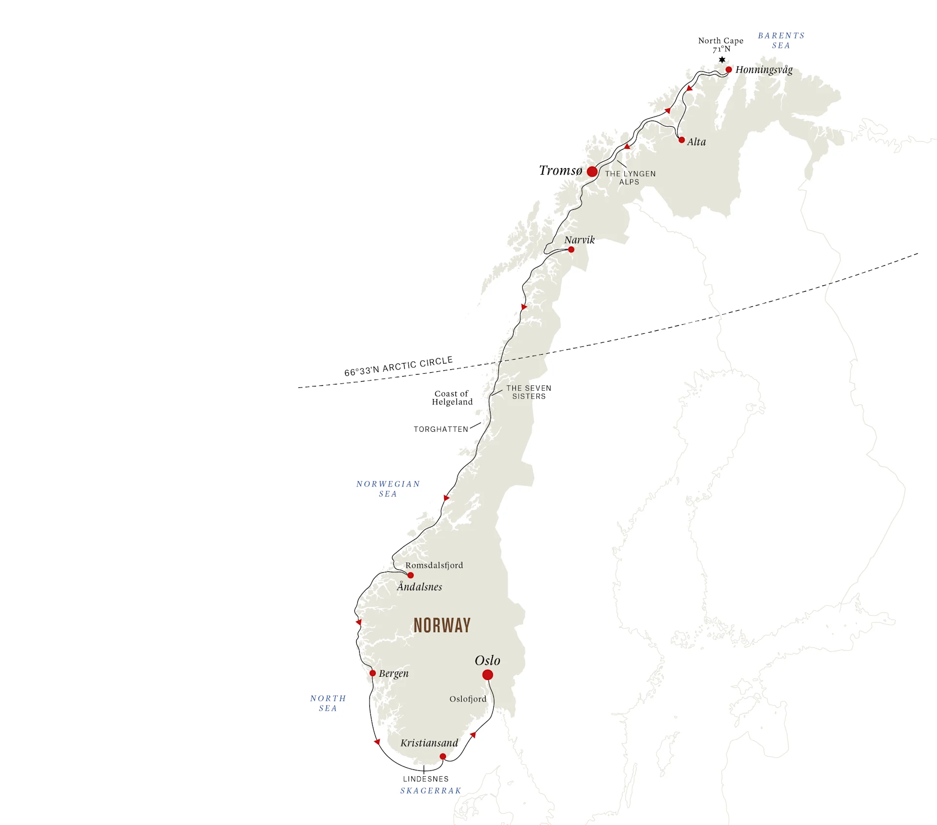 Tromsø Oslo Cruise 2025-2027 | North Cape Line South | Hurtigruten US