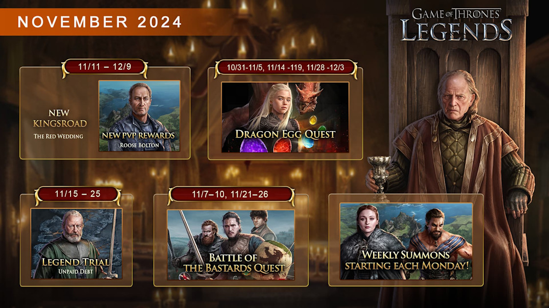 November 2024 Event Calendar | Zynga Game of Thrones Official Site