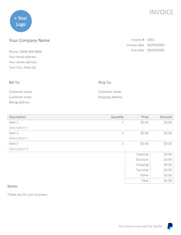 Free Downloadable Invoice Template For Word