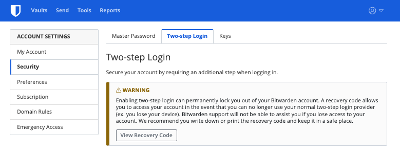 Two-step Login via Email | Bitwarden Help & Support