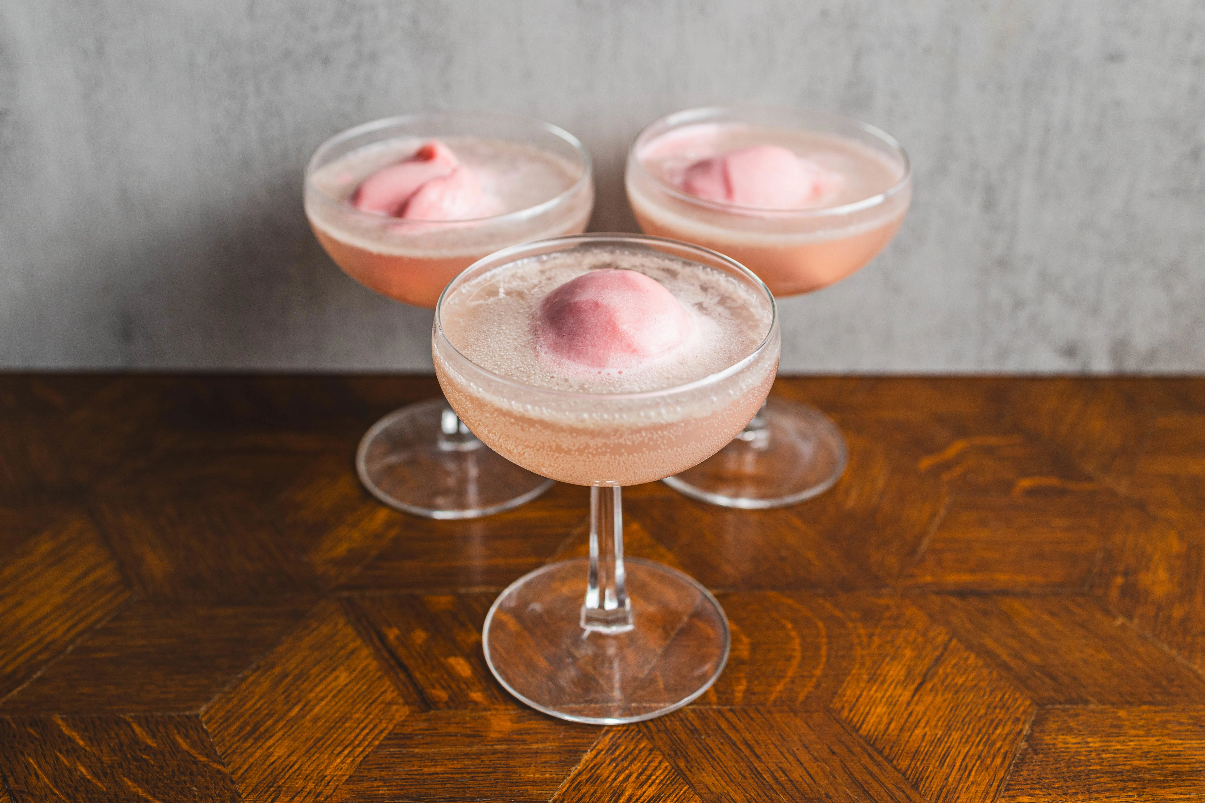 Champagne Strawberry Floats