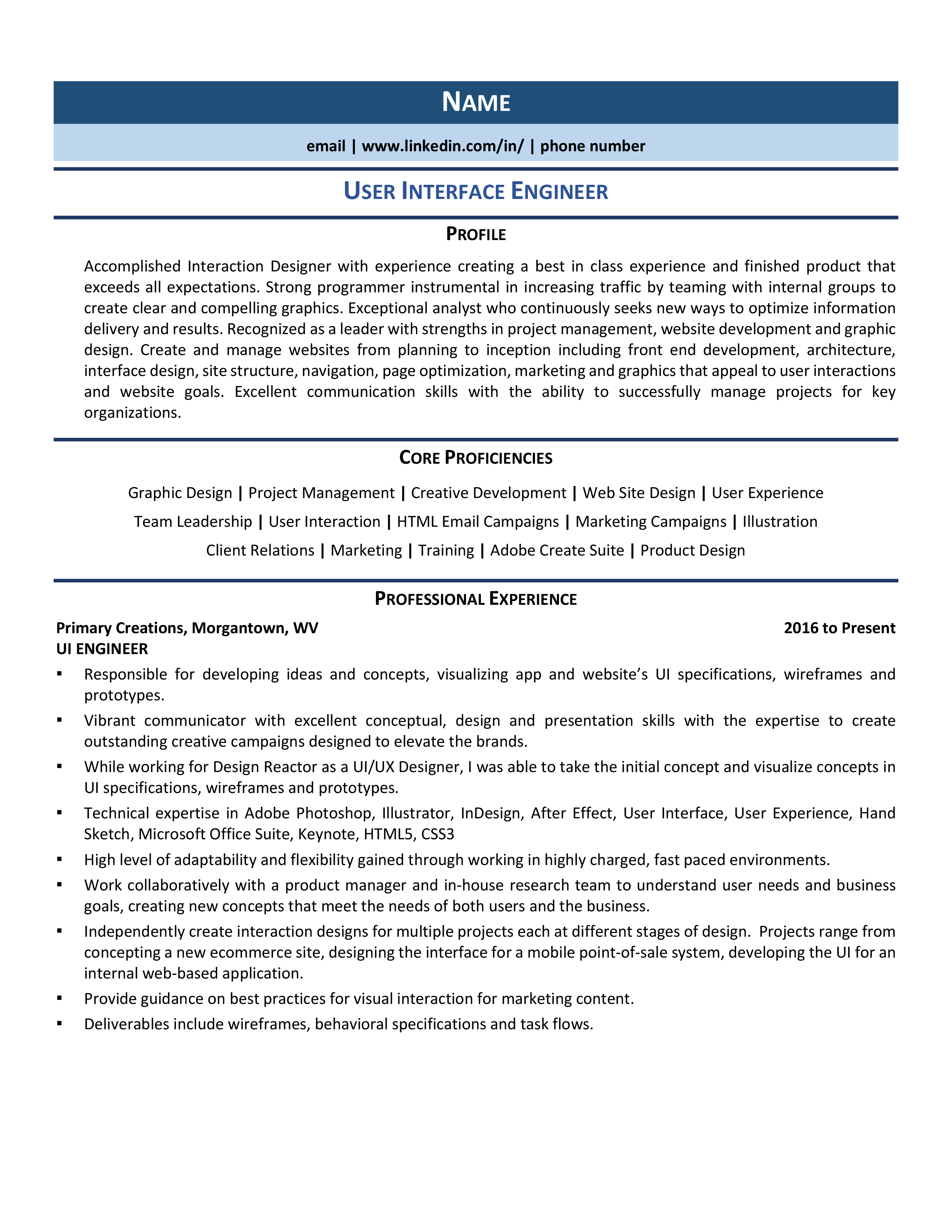 User Interface Engineer Resume Example & Guide (2021) | ZipJob
