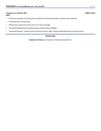 Television Host Resume Example & Guide (2021) | ZipJob