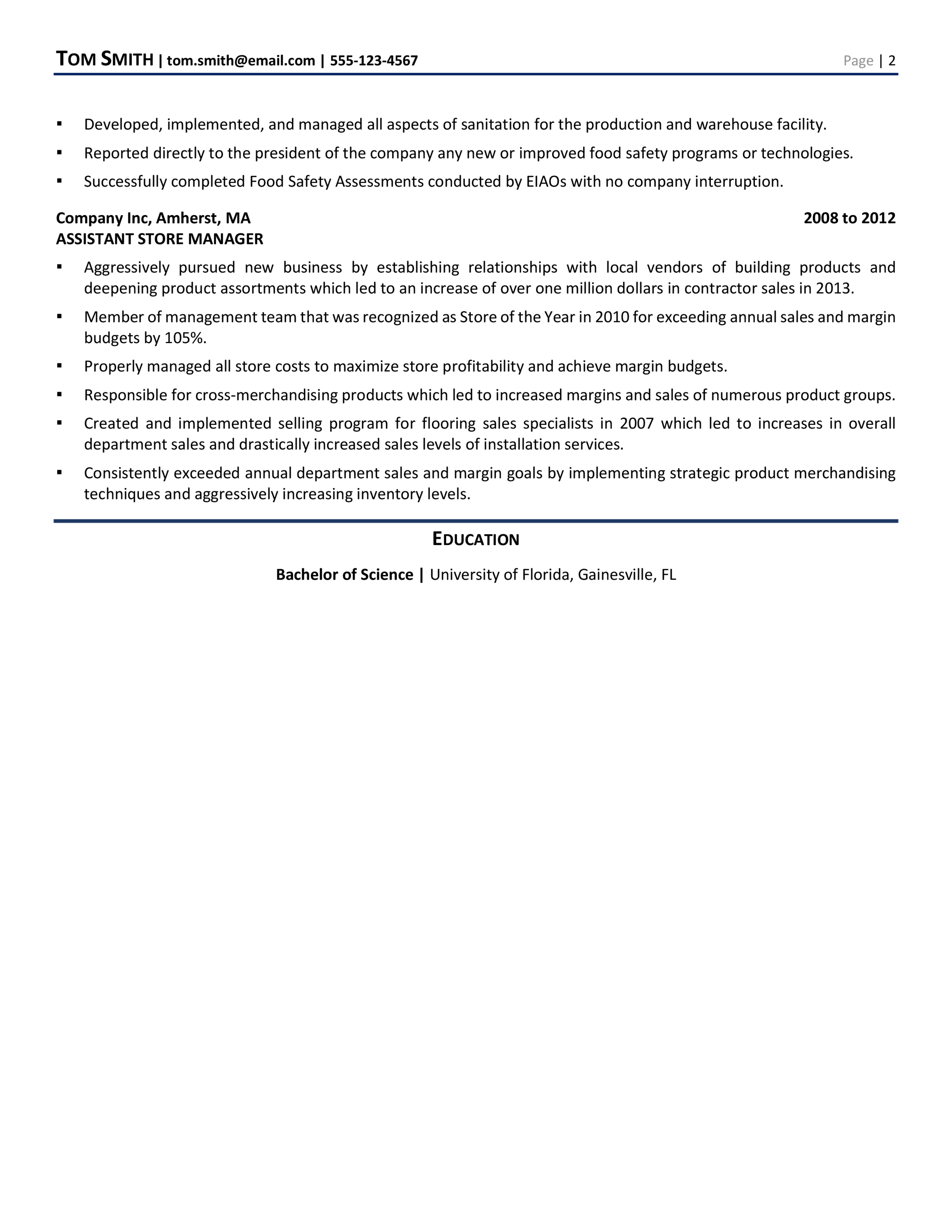 Food Safety Manager Resume Example & Guide (2021) | ZipJob