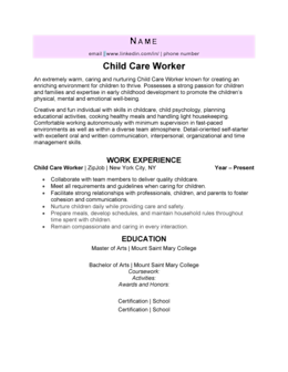 Child Care Resume Example Template Muse Resume Examples Security Photos
