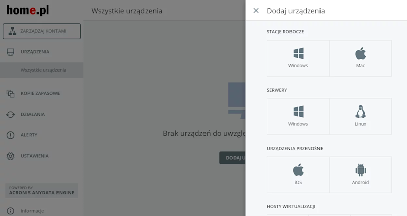 Acronis Backup - łatwe wykonywanie kopii zapasowej - home.pl