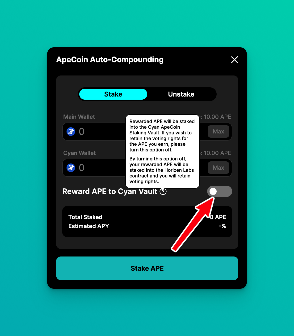 CYAN | Guide to ApeCoin Staking on Cyan