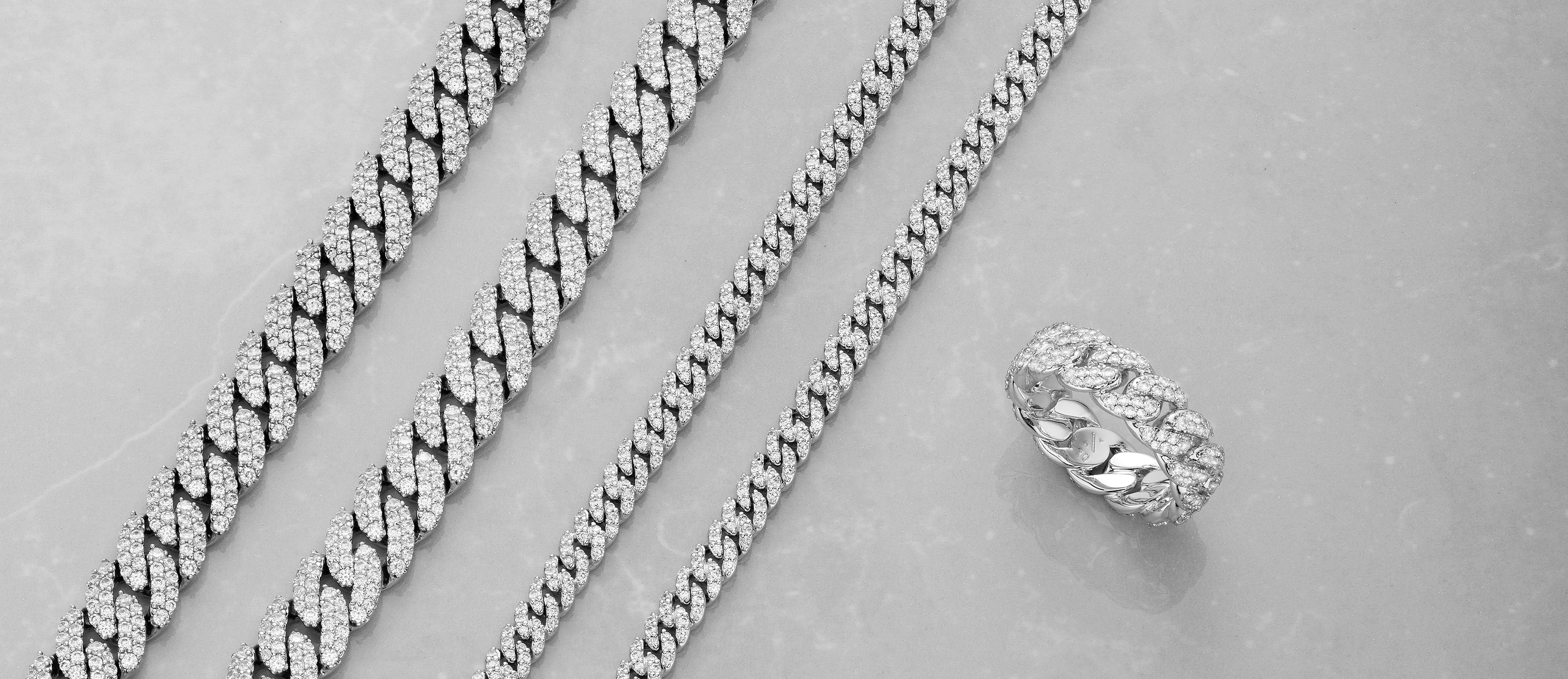 Men's Silver Iced Out Jewelry Collection | Silver Studded Chains ...