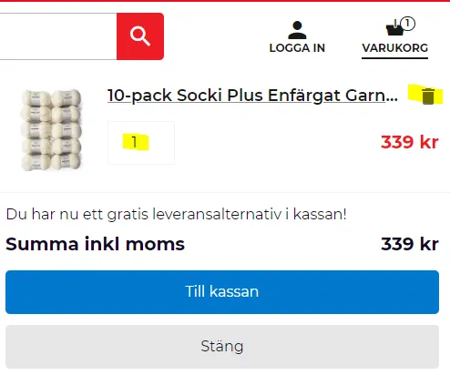 Ändra i din varukorg