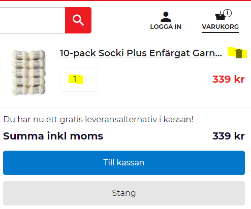 Ändra i din varukorg