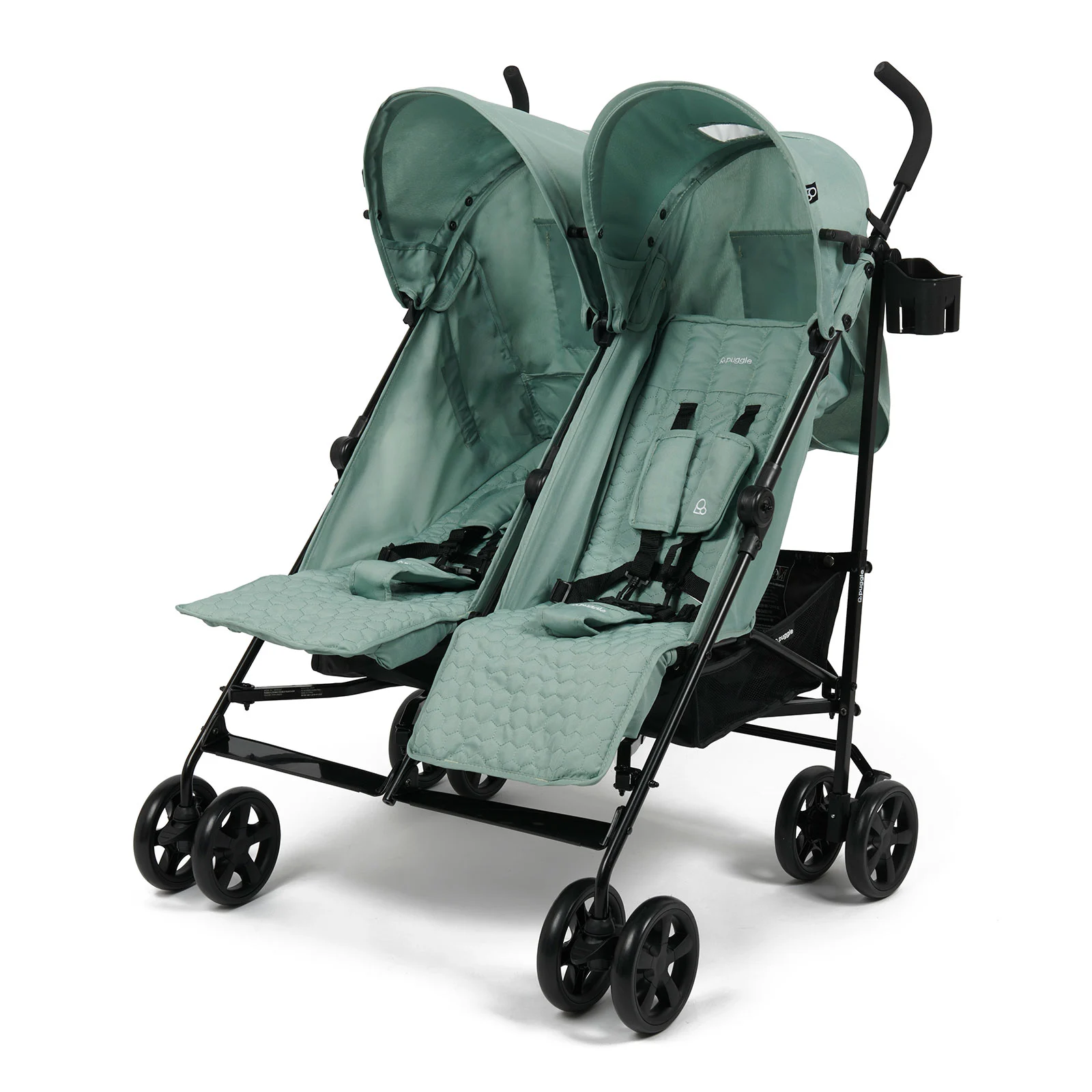 Puggle Litemax Double Pushchair with Rain Cover - Fern Green | The ...
