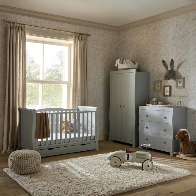Puggle Alderley Cot Bed with Dresser Changer, Wardrobe & Deluxe Eco ...