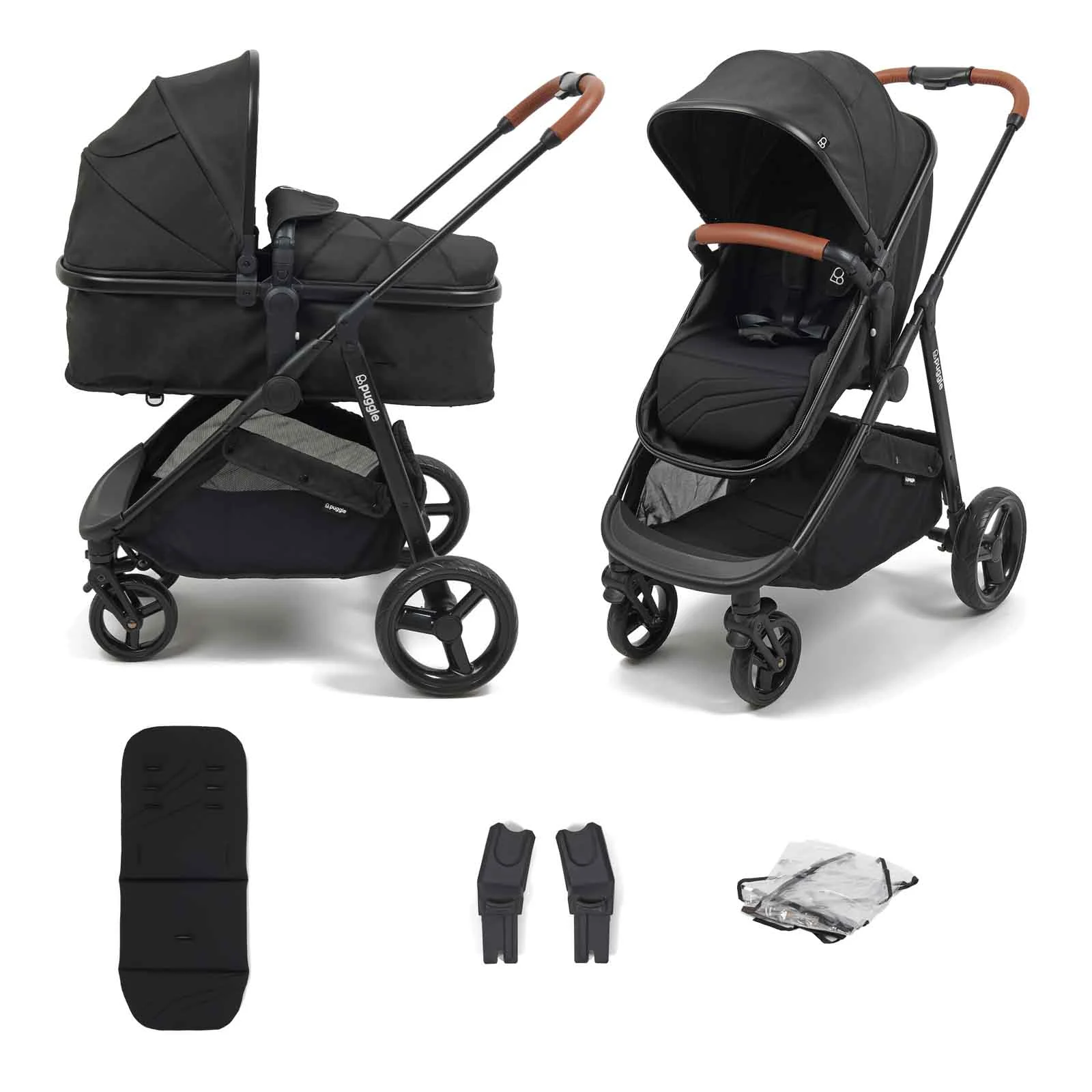 Puggle Monaco XT 2-in-1 Pushchair with Rain Cover - Storm Black | The ...