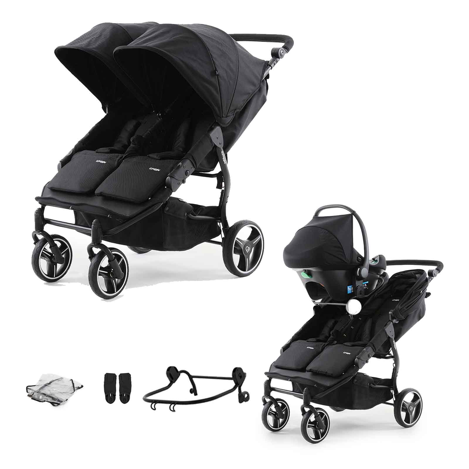 Puggle Slimline Twin Duo Travel System with Safe Fit i-Size Car Seat ...