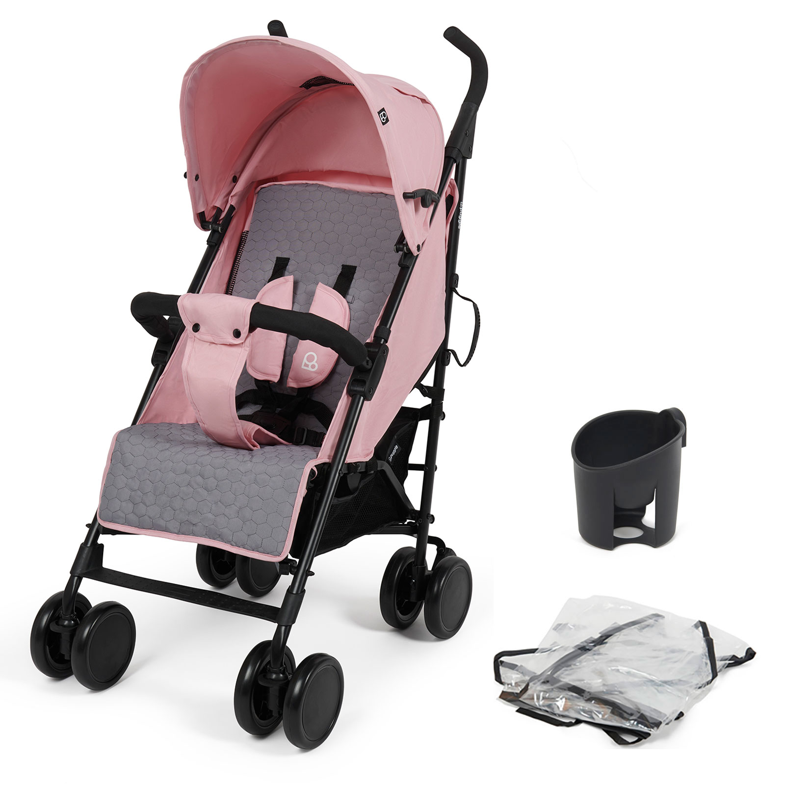 Puggle Litemax Pushchair with Rain Cover & Cup Holder - Vintage Pink ...